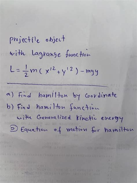 Solved Projectile Object With Lagrange Function L1m