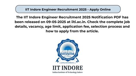 iit indore engineer recruitment 2025 apply online free