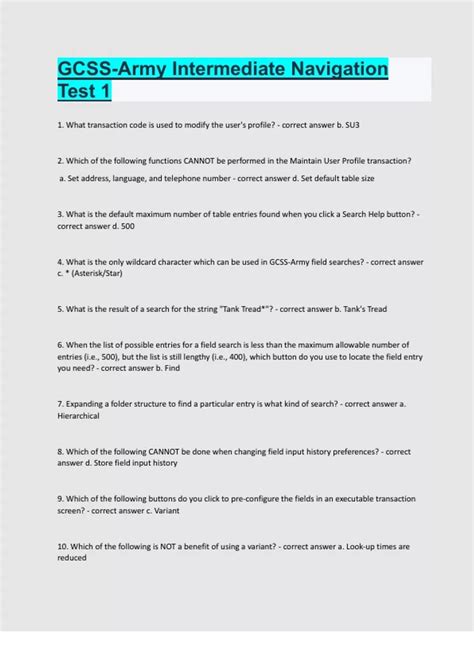 Gcss Army Intermediate Navigation Test 1 Correct Answers Latest Update Gcss Army Stuvia Us
