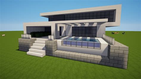 Minecraft Modernes Haus Mit Pool Bauen Tutorial Haus 119 Youtube