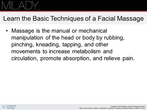 Facial Massage Manipulations Milady Standard Chapter 16 Facial Massage