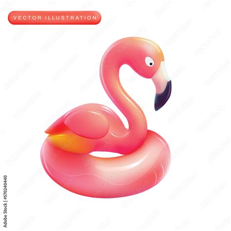 Vector Realistic 3d Pink Flamingo Tropical Bird Shape Inflatable
