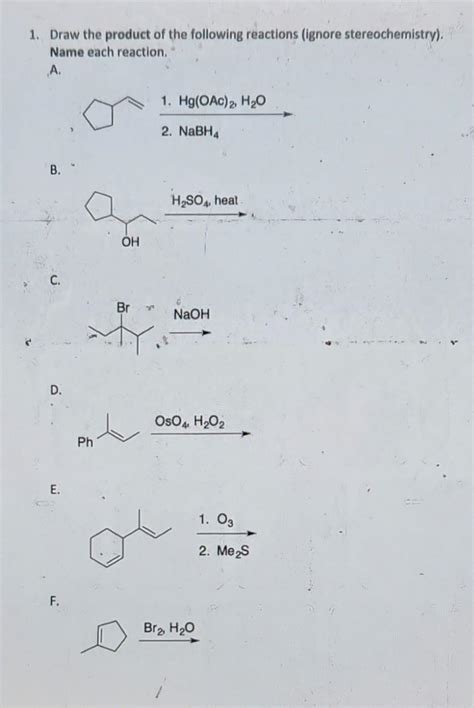 Solved Draw The Product Of The Following Reactions Chegg