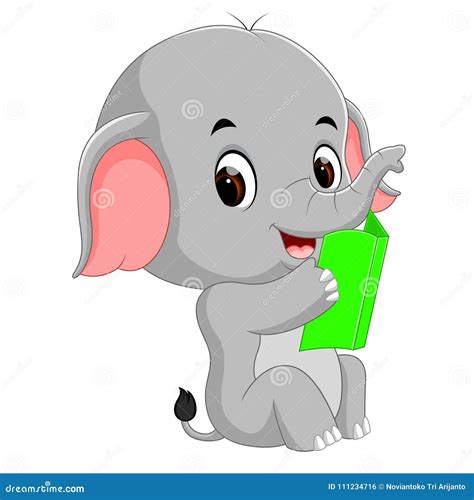 Cute Elephant Reading A Book Stock Vector Illustration Of Clip