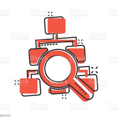 만화 스타일의 계층 다이어그램 아이콘입니다 흰색 고립 된 배경에 구조 검색 만화 벡터 그림 조직 워크플로 우플로 시작 효과 비즈니스 개념 검색에 대한 스톡 벡터 아트 및