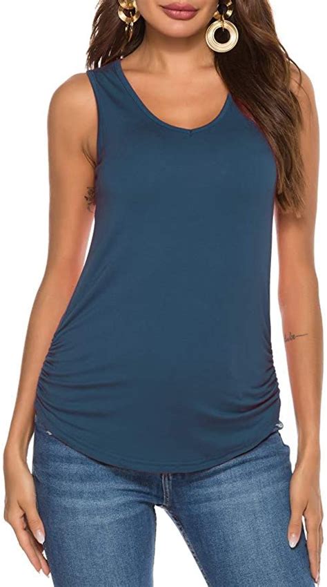 Hount Womens Summer Sleeveless Tank Tops Casual V Neck T Shirts Tops