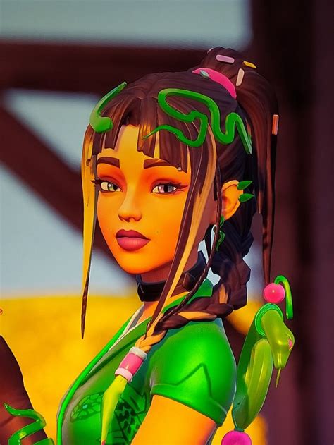 An Animated Woman With Long Hair And Green Dress Holding A Banana In