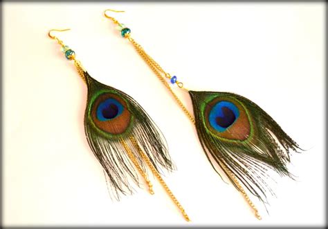 Peacock Earrings Peacock Feathers Feather Earrings Etsy