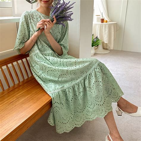 포스티 샤베트 펀칭 레이스 원피스나시set