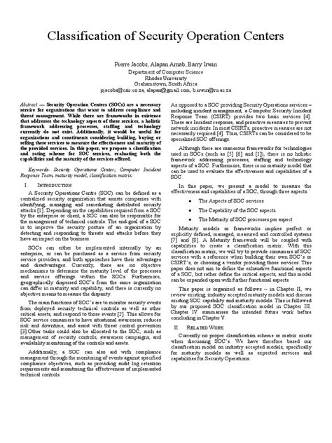Pdf Classification Of Security Operations Center Dokumentips