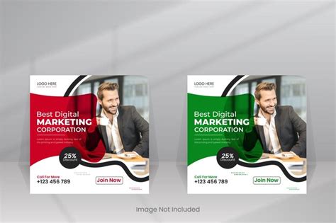 디지털 마케팅에 적합한 사진 공간이 있는 기업 비즈니스 소셜 미디어 게시물 템플릿 프리미엄 벡터