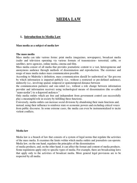 Media Law Notes Pdf Defamation Freedom Of Speech