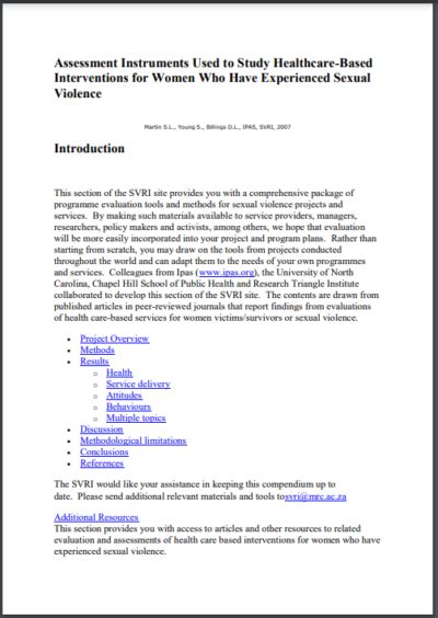Assessment instruments used to study healthcare-based interventions for ...