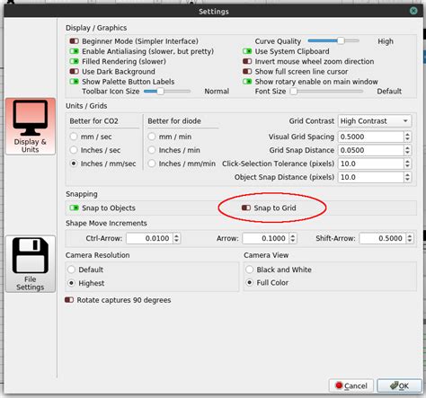 How Do I Turn On Tthe Snap To Grid Button Tips And Tricks LightBurn Software Forum