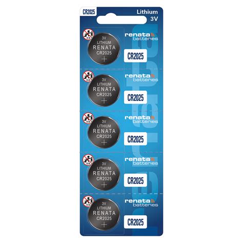 Renata CR2025 Batteries 3V Lithium Coin Cell 2025 Battery 5 Count