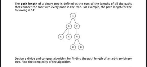 Solved The Path Length Of A Binary Tree Is Defined As The