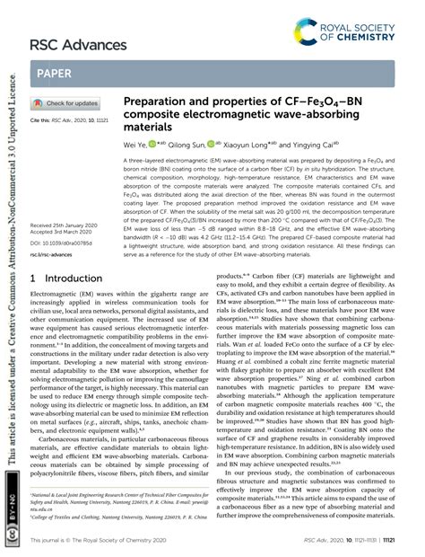 Pdf Preparation And Properties Of Cffe 3 O 4 Bn Composite