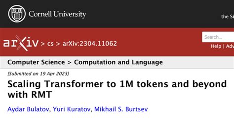 report scaling transformer to 1m tokens and beyond with rmt blog