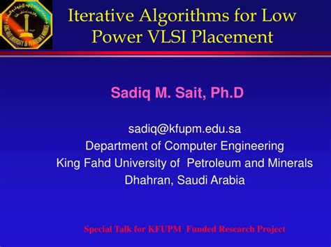 PPT Iterative Algorithms For Low Power VLSI Placement PowerPoint Presentation ID