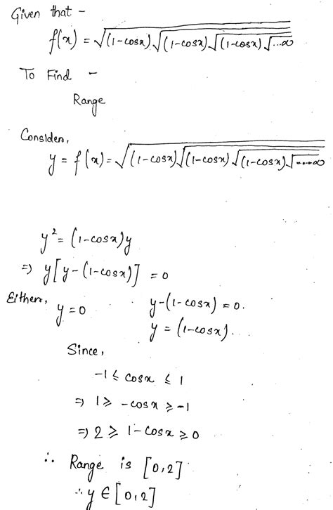 The Range Of F X Sqrt{ 1 Cos X Sqrt{ 1 Cos X Sqrt{ 1 Cos X