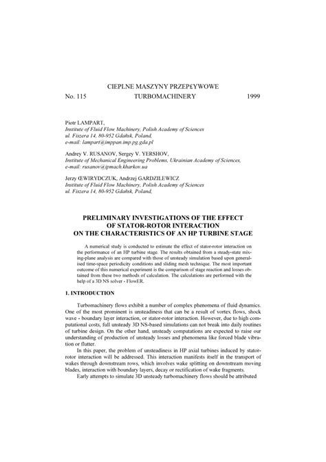 pdf preliminary investigations of the effect of stator rotor