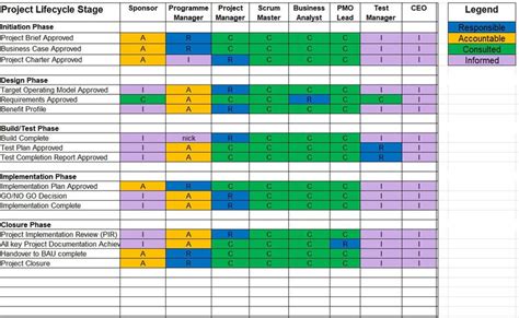 Raci Project Matrix Template Excel Pmi Apm Prince2 Project Roles