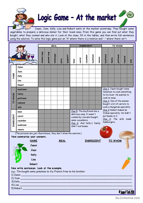 Logic Game 22nd At The Market English Esl Worksheets Pdf And Doc
