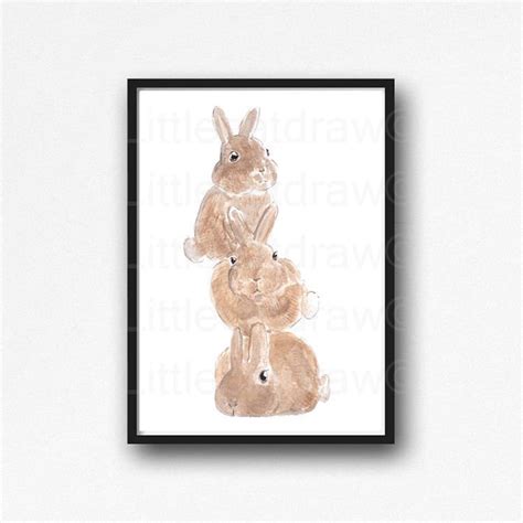 Rabbit Stack Year Of The Rabbit Print Unframed Etsy