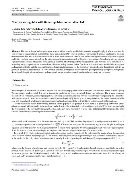 Pdf Neutron Waveguides With Finite Repulsive Potential In Clad