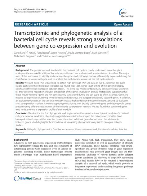 Pdf Transcriptomic And Phylogenetic Analysis Of A Bacterial Cell Cycle Reveals Strong