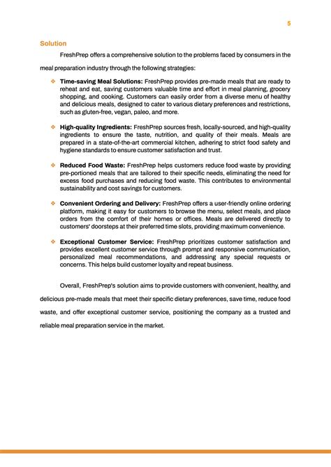 Freshprep Meal Prep Business Plan Template