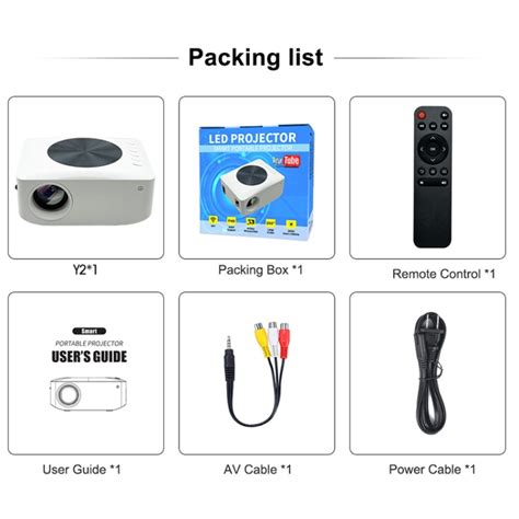 Y2 1280x720p 80ansi 미니 Lcd Led 스마트 프로젝터 플러그 유형us 플러그