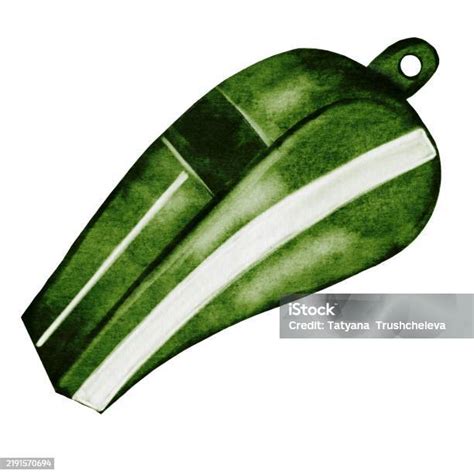 휘파람 수채화 흰색 배경에 축구 장비의 손 그림 녹색 신호 엽서의 경우 축구 경기 포스터 Championship에 대한 스톡 벡터 아트 및 기타 이미지 Istock