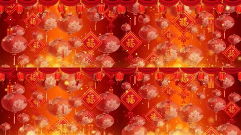 灯笼福字中国结上升背景视频素材下载