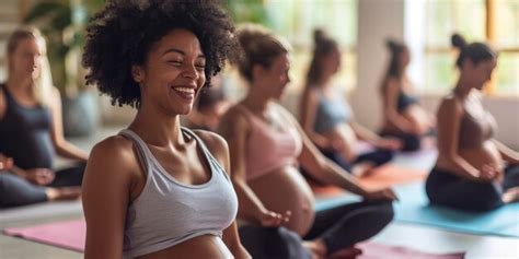 Premium Photo A Group Of Expectant Mothers Engaged In A Prenatal Yoga