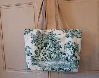 Émile Tote Bag in Floral Toile De Jouy Etsy