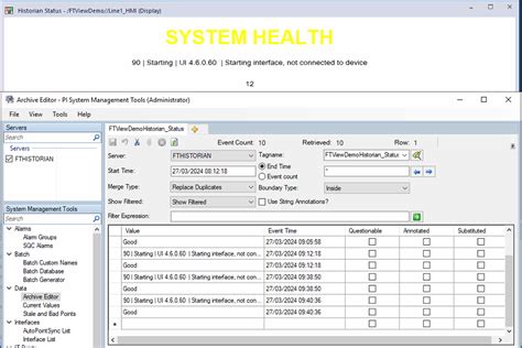 Factory Talk View Se Factory Talk Historian Status Ftld Plc Hmi Scadas