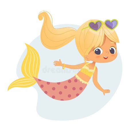 Arte Adorable De La Acuarela Del Carácter Del Niño De La Sirena Linda