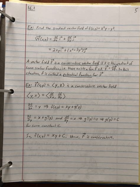 Professor Franks Math Blog 161 Vector Fields Notes