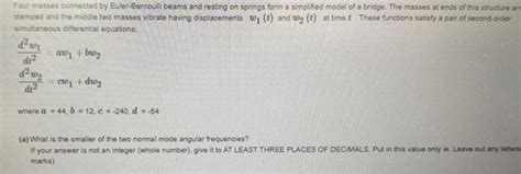 Solved Four Masses Connected By Euler Bernoulli Beams And