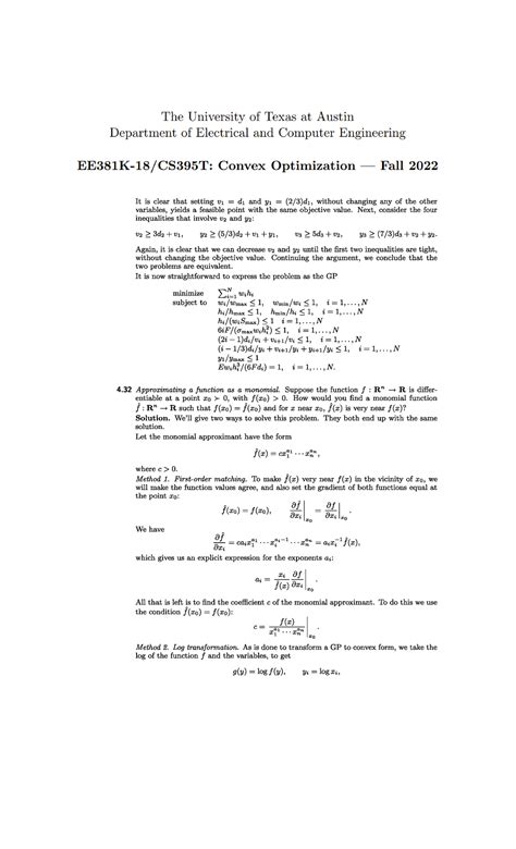 Convex Practice 100 The University Of Texas At Austin Department Of Electrical And Computer