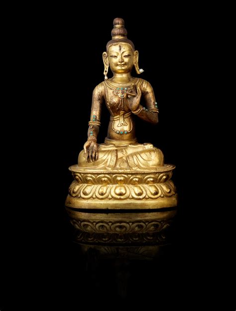 Bonhams A Sino Tibetan Repoussé Copper Gilt Figure Of Tara 19th Century
