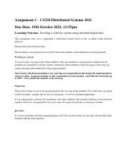 Assignment 1 Pdf Assignment 1 CS324 Distributed Systems 2021 Due