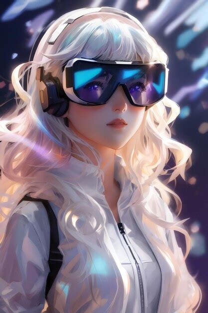 Premium Ai Image Anime Girl Wearing Virtual Reality Glasses Anime