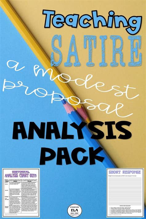A Blue And Yellow Poster With The Words Teaching Satire On It Next To