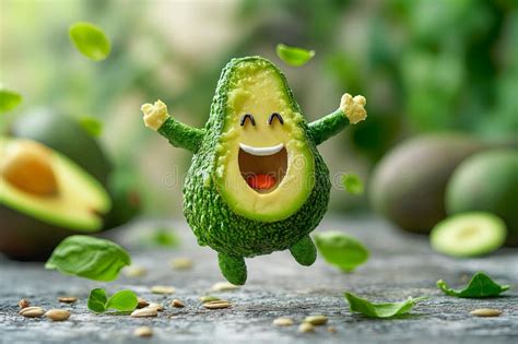 Funny Avocado Character 3d Illustration Stock Illustration