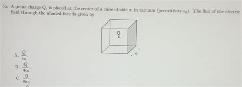 Answered 55 A Point Charge Q Is Placed At The Center Of A Cube Of