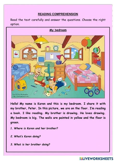 Present Continuous Reading Comprehension Test Reading
