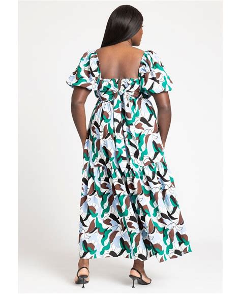 Eloquii Plus Size Puff Sleeve Tiered Dress Macys