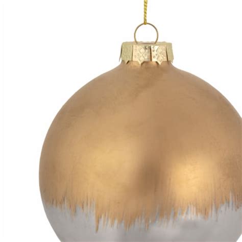 Northlight 35 Brushed Gold And Silver Glass Ball Christmas Ornament 1